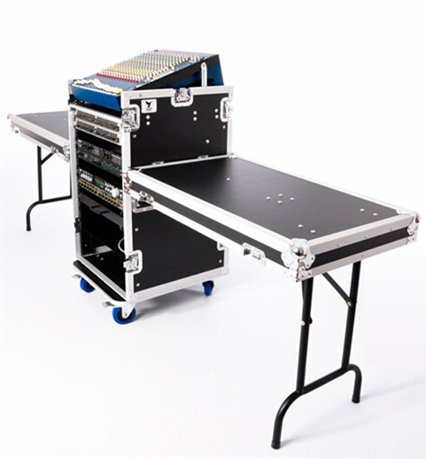12U Black Anti-Shock Rack Aluminum Tool Cases Wheels For DJ
